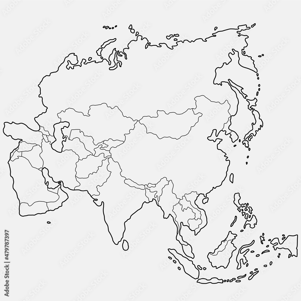 doodle freehand drawing of asia map. Stock Vector | Adobe Stock