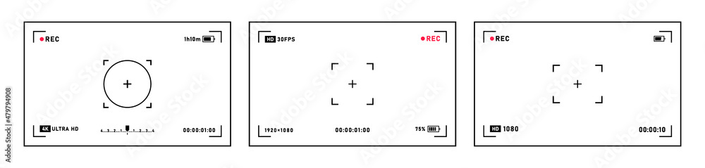 Photo camera viewfinders frame set. Camera horizontal viewfinder ...