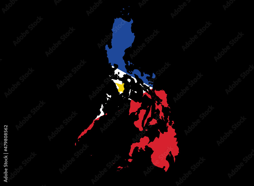 Philippines flag on map isolated on png or transparent background ...