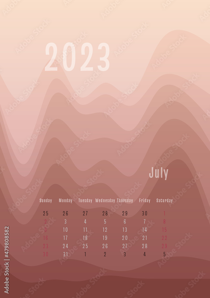 2023 july vertical calendar every month separately. monthly personal ...