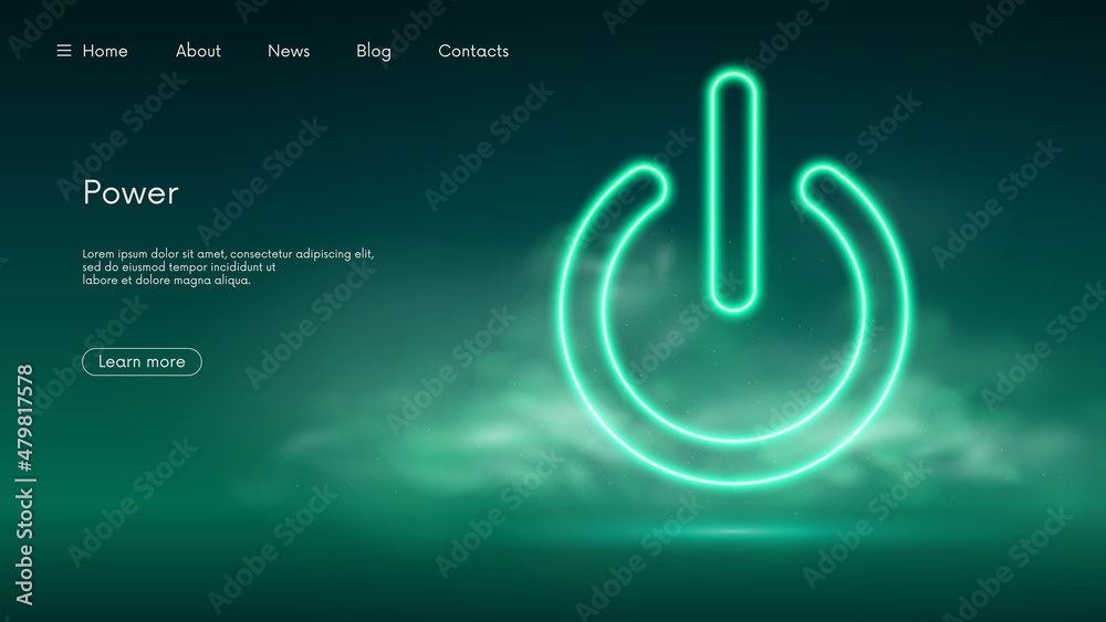 Power button, hi-tech on and off sign, futuristic technology with ...