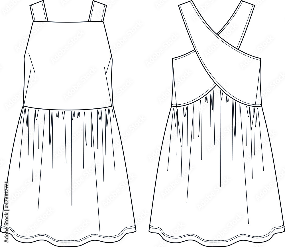 Vettoriale Stock Vector summer dress fashion CAD, woman sleeveless ...