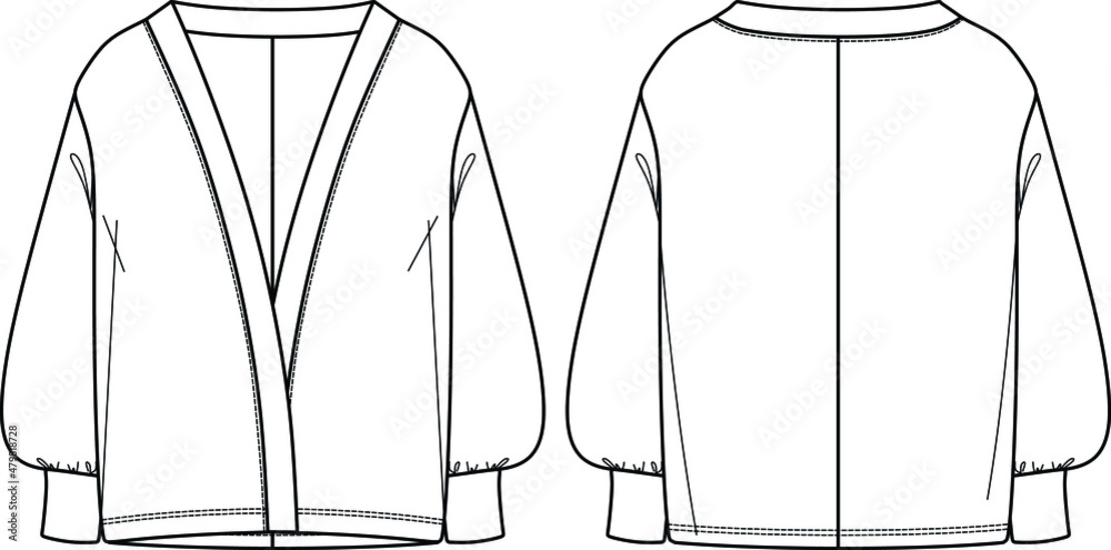 Vector dropped shouldered jacket fashion CAD, woman woven jacket with ...