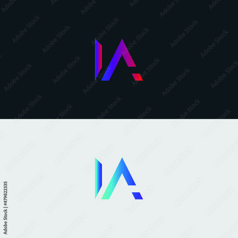 Alphabet letter IA logo design, colorful vibrant gradient color trendy ...