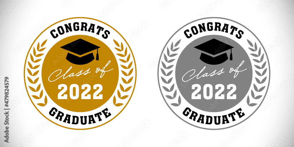 Set of educational medals. Class of 2022 off. Awards of year. 1st and ...