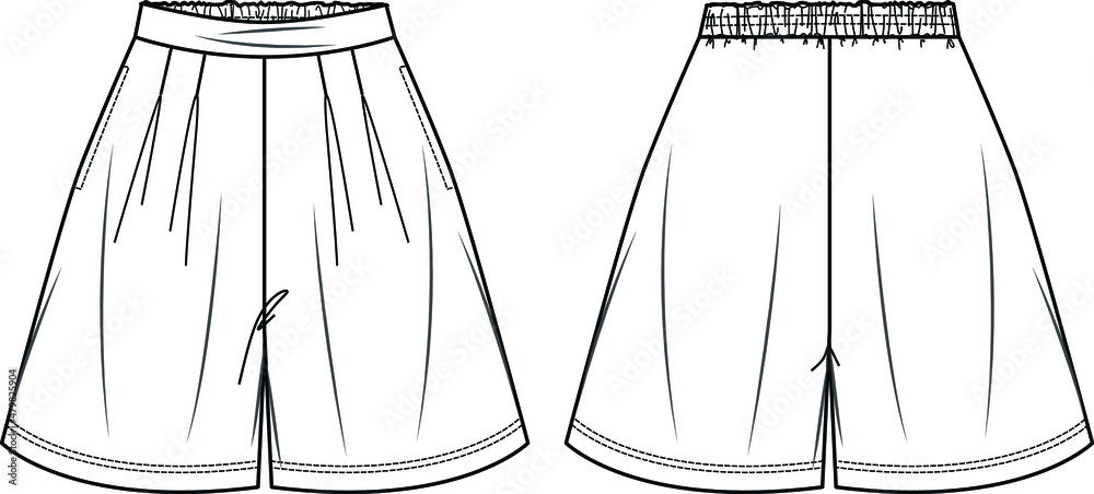 Vector mini skirt short fashion, wrapped woman skort with elasticized ...