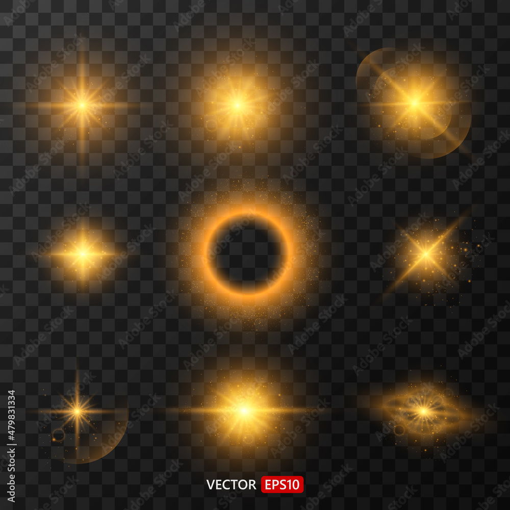 Shining star, the sun particles and sparks with a highlight effect ...