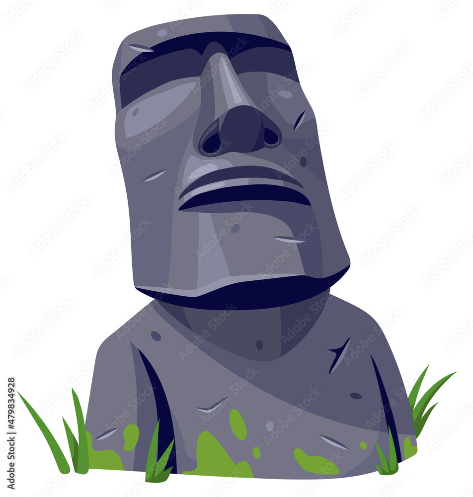 Moai on Easter island. Isolated vector cartoon stone sculpture. Ancient ...