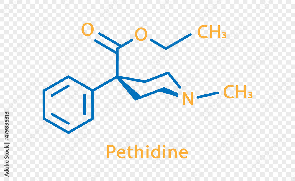 Pethidine chemical formula. Pethidine structural chemical formula ...