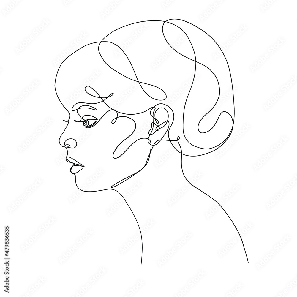 One Line Hand Drawn Beautiful Woman Vector Minimalist Illustration