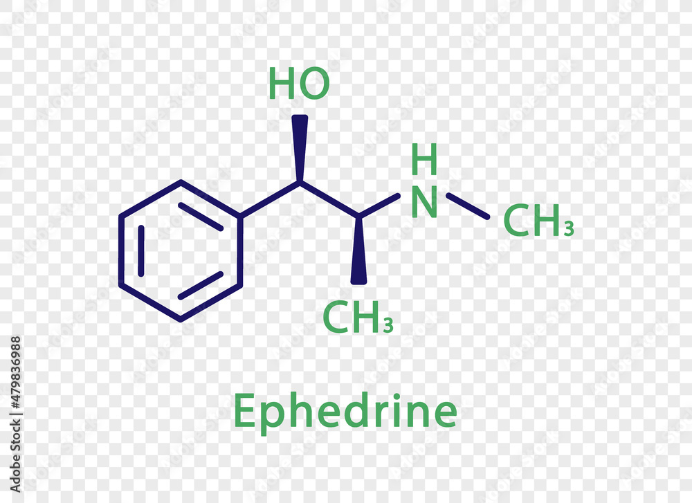 Ephedrine chemical formula. Ephedrine structural chemical formula ...