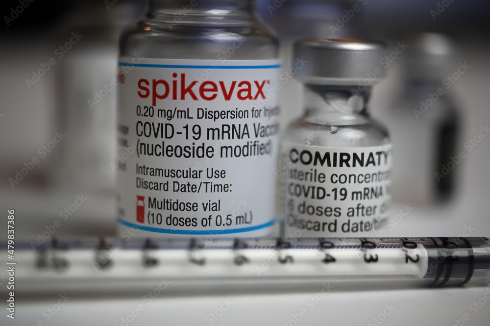 Viersen, Germany - December 9. 2021: Closeup of biontech pfizer and ...