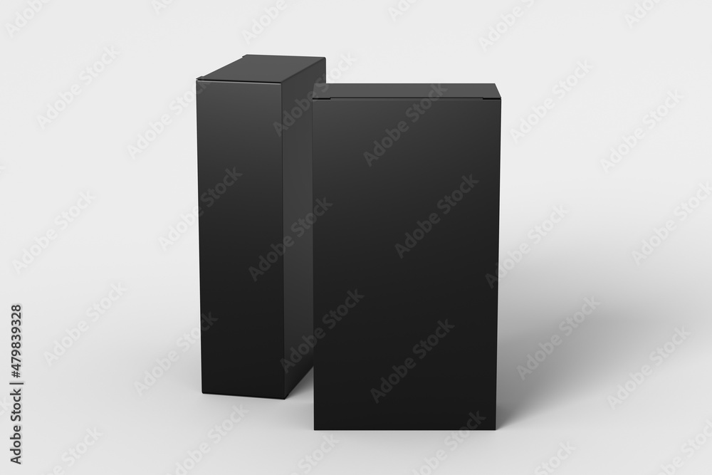 Gift box mock up: two tall and wide black boxes on white background ...