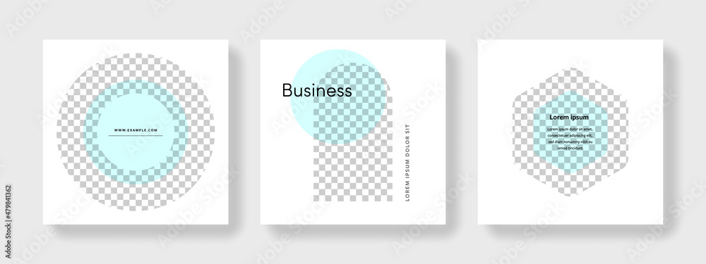 Minimalist social media layouts with coloured overlay, square templates ...