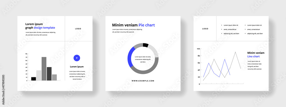 Business social media layouts with editable graphs, modern instagram ...