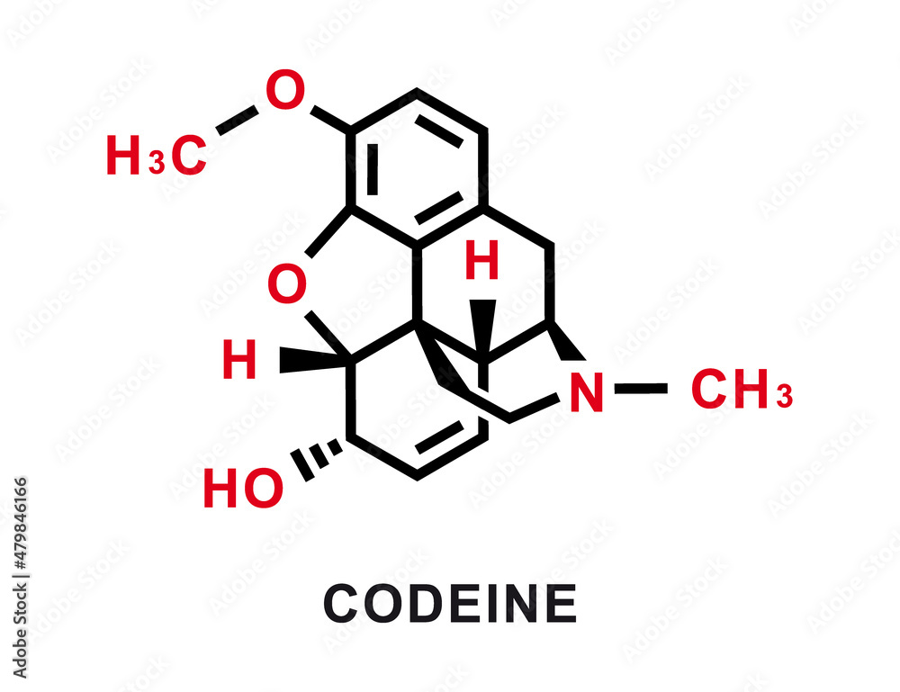 Codeine chemical formula. Codeine chemical molecular structure. Vector ...