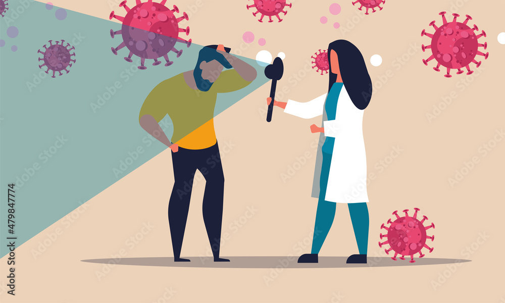 Covid 19 test with doctor woman. Coronavirus diagnosis man and medical ...