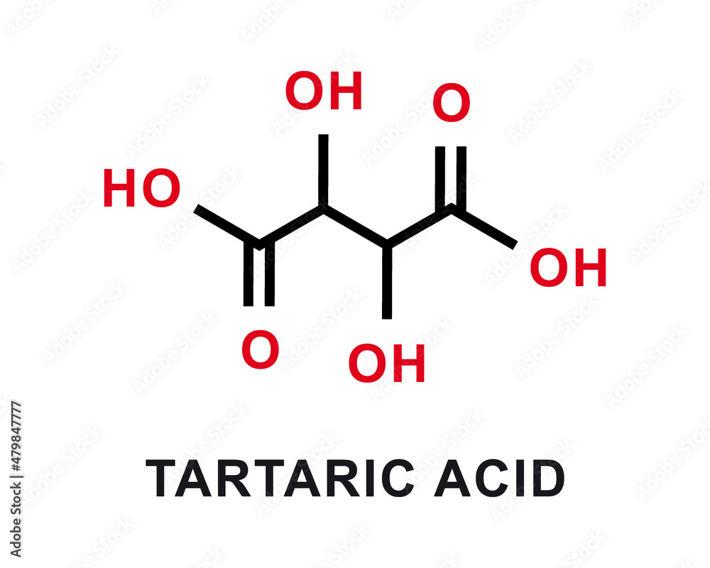 Tartaric acid chemical formula. Tartaric acid chemical molecular structure. Vector illustration ...