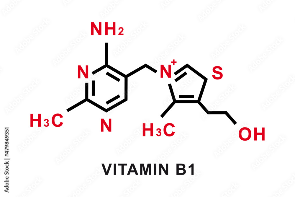 Vitamin B1 chemical formula. Vitamin B1 chemical molecular structure ...