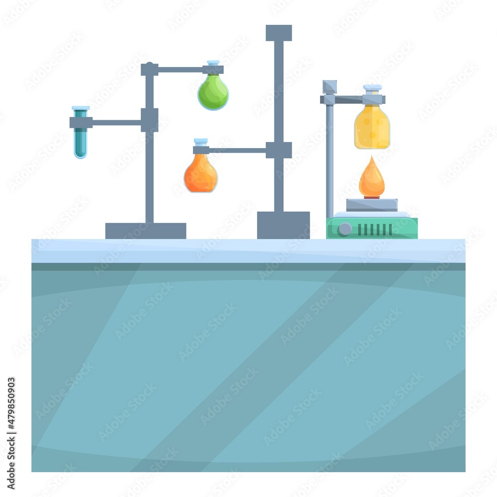 Research lab table icon cartoon vector. Scientist laboratory. Chemistry ...