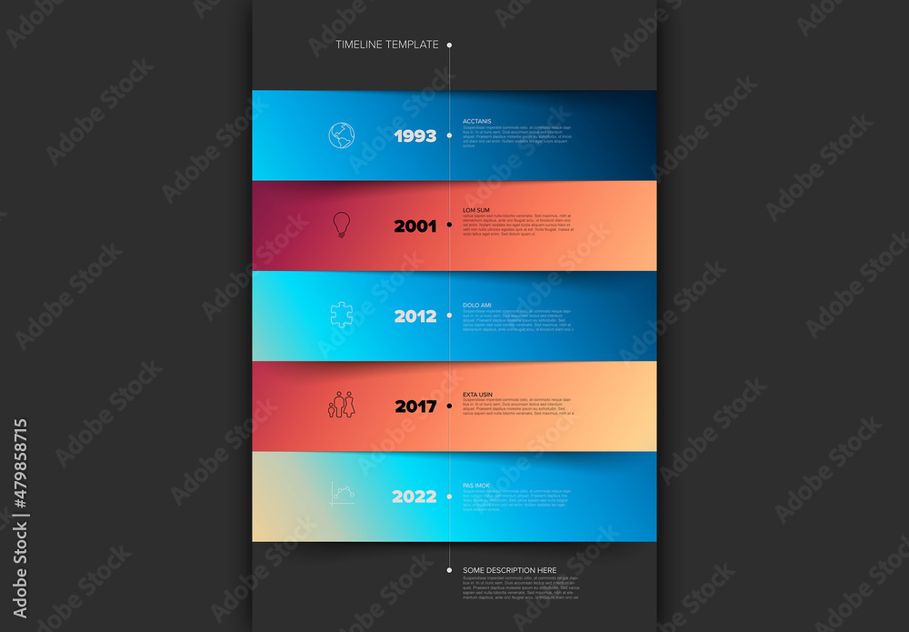 Red and Blue Stripe Blocks with Shadow Timeline Stock Template | Adobe ...