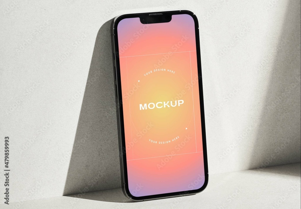 Smartphone on a Gray Background with Shadows Stock Template | Adobe Stock