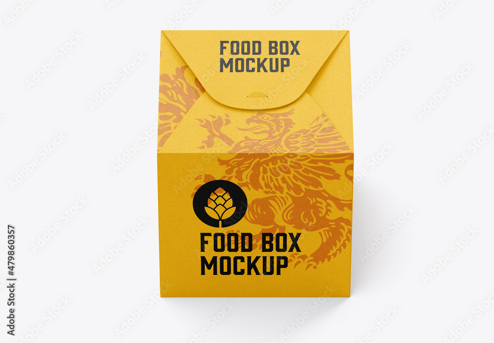Kraft Square Food Box Mockup Stock Template | Adobe Stock