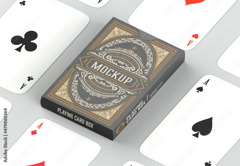 Box with Playing Cards Mockup Stock Template | Adobe Stock