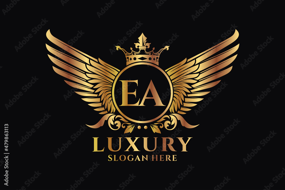 Luxury royal wing Letter EA crest Gold color Logo vector, Victory logo ...