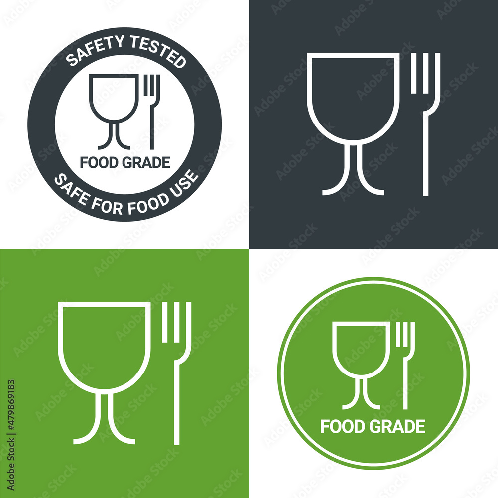 Food grade icon pictogram plastic contact fork and glass symbol. Food ...