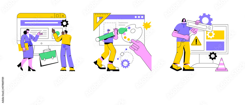 Corporate website abstract concept vector illustration set. UI and UX ...