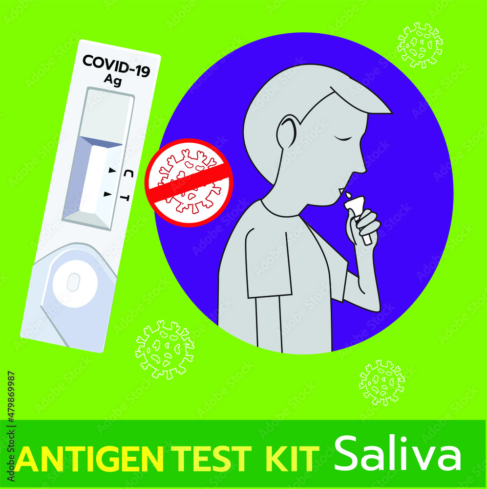 Vector illustration of COVID-19, Antigen test kit (ATK), Saliva Stock ...