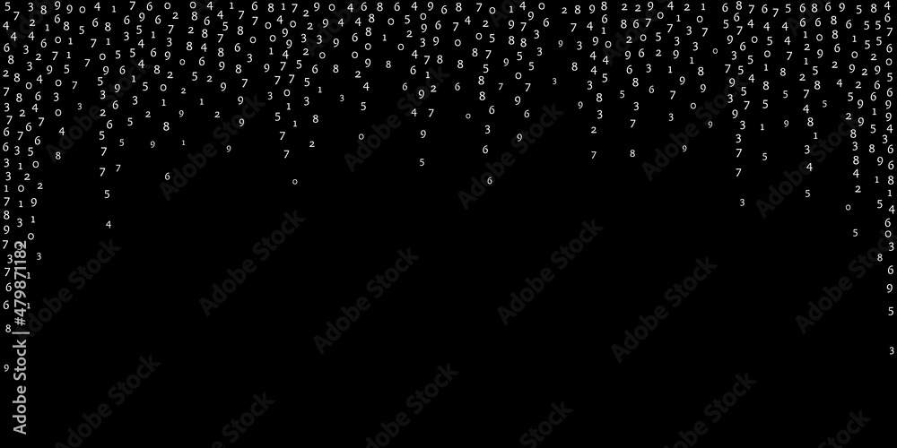 Falling numbers, big data concept. Binary white orderly flying digits ...
