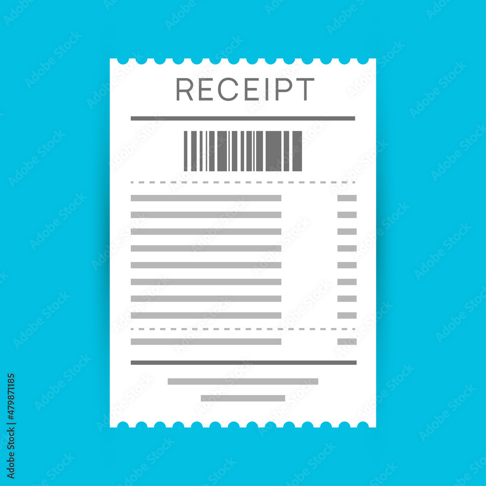 Receipt line icon vector note bill. Purchase total vector payment ...