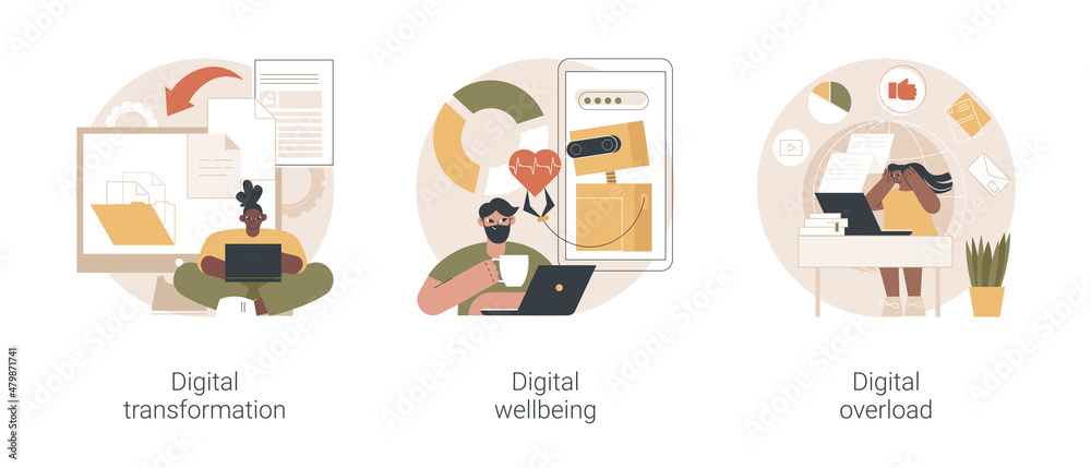 Business digitalization abstract concept vector illustration set ...