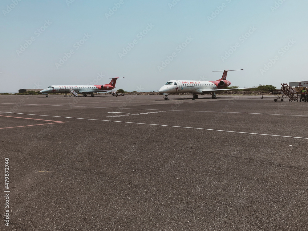 Two Air Djibouti jet parked in Djibouti Ambouli International Airport ...
