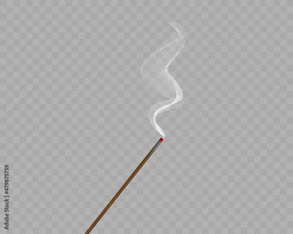 Aroma stick smoke vector background on transparent. Wood stick scent ...