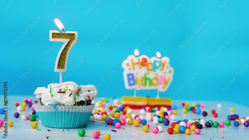 Happy birthday greetings for a 7 year old child, birthday cupcake with ...