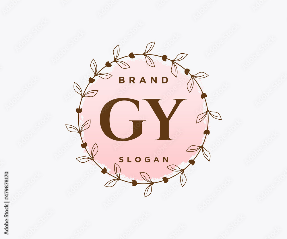 Initial GY feminine logo. Usable for Nature, Salon, Spa, Cosmetic and ...
