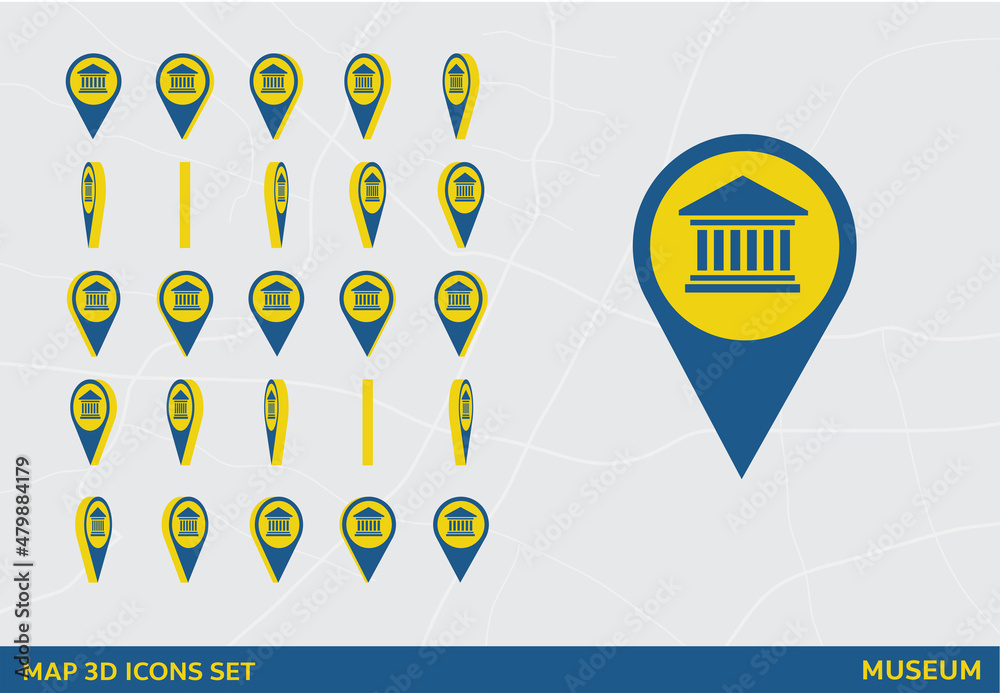 Maps 3D Icon Set Rotation Museum Vector Illustration Stock Vector ...