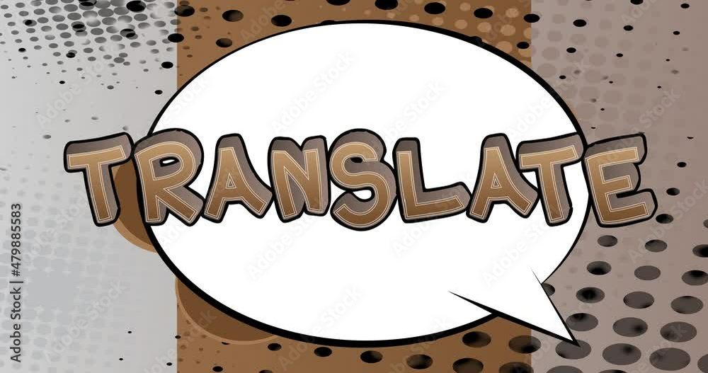 Translate. Motion poster. 4k animated Comic book word text moving on ...