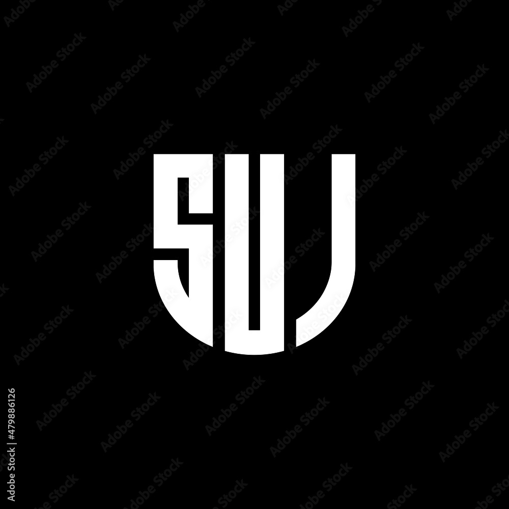 SUJ letter logo design with black background in illustrator, vector ...