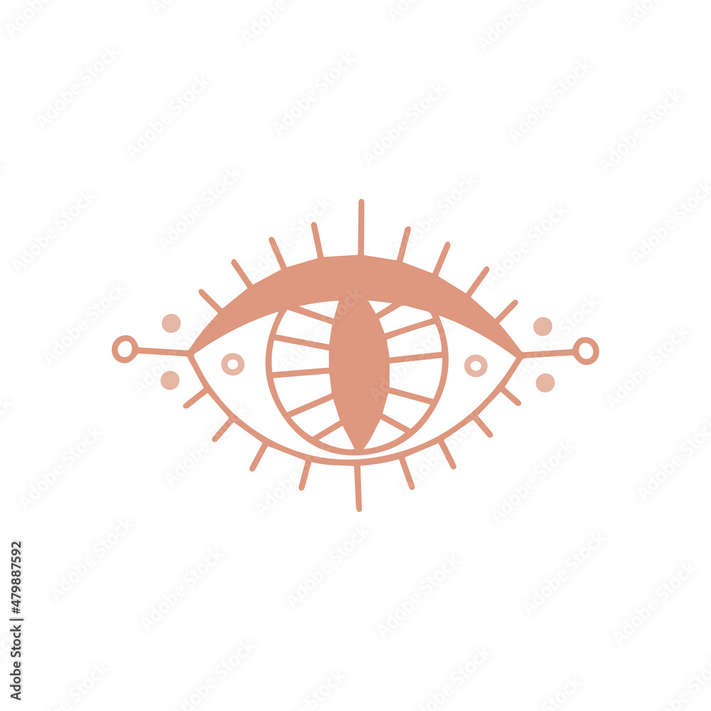 Evil eye vector flat illustration. Magic third eye isolated on white ...