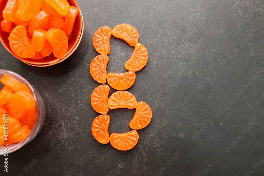 Orange sugar candy. Indian Vintage style boiled sugar confectionery ...