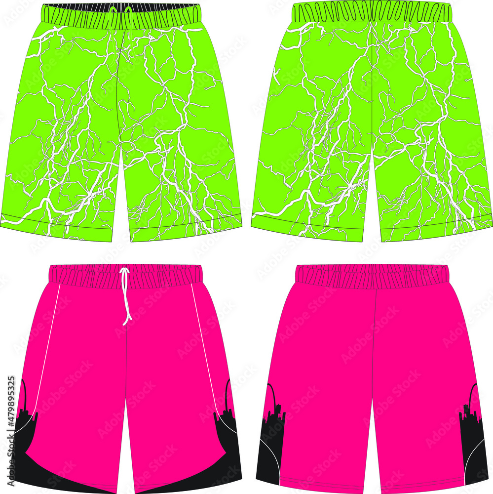 Basketball Uniform Shorts Front and Back View Mock ups Templates ...