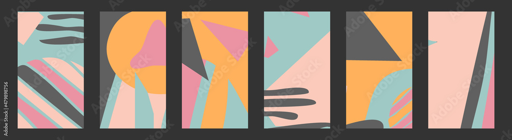 Vertical isolated background Set 6 in 1. Abstract organic backgrounds ...