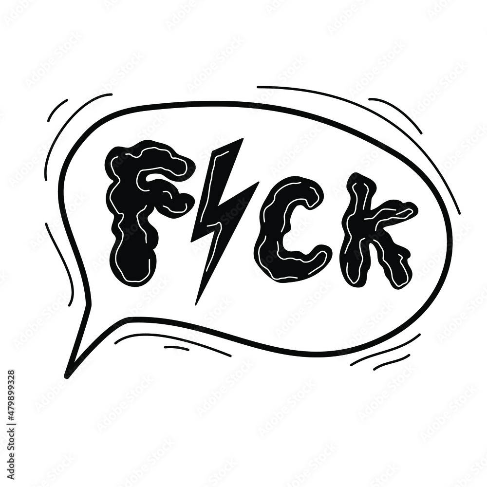 Swear words symbols in comic speech bubble. Doodle hand drawn speech ...