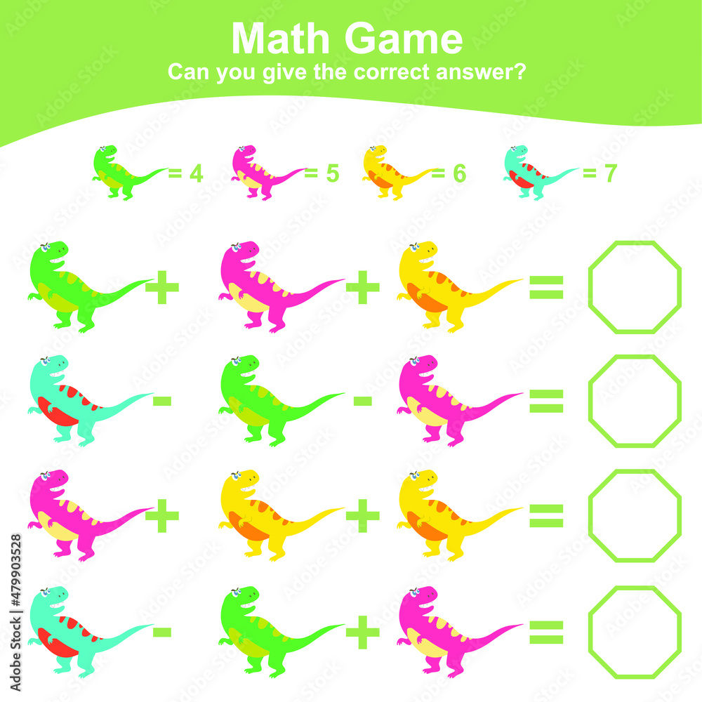 Vetor de Dinosaurs theme Math Game for Preschool. Dinosaurs math ...