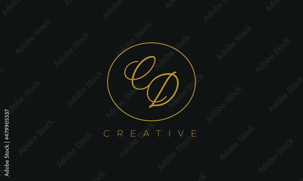 CD is a stylish logo with creative design and golden color with black ...