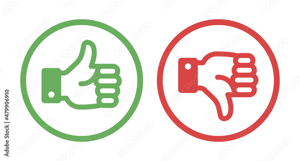 Thumb up and down symbol of recommended and not recommended icon ...